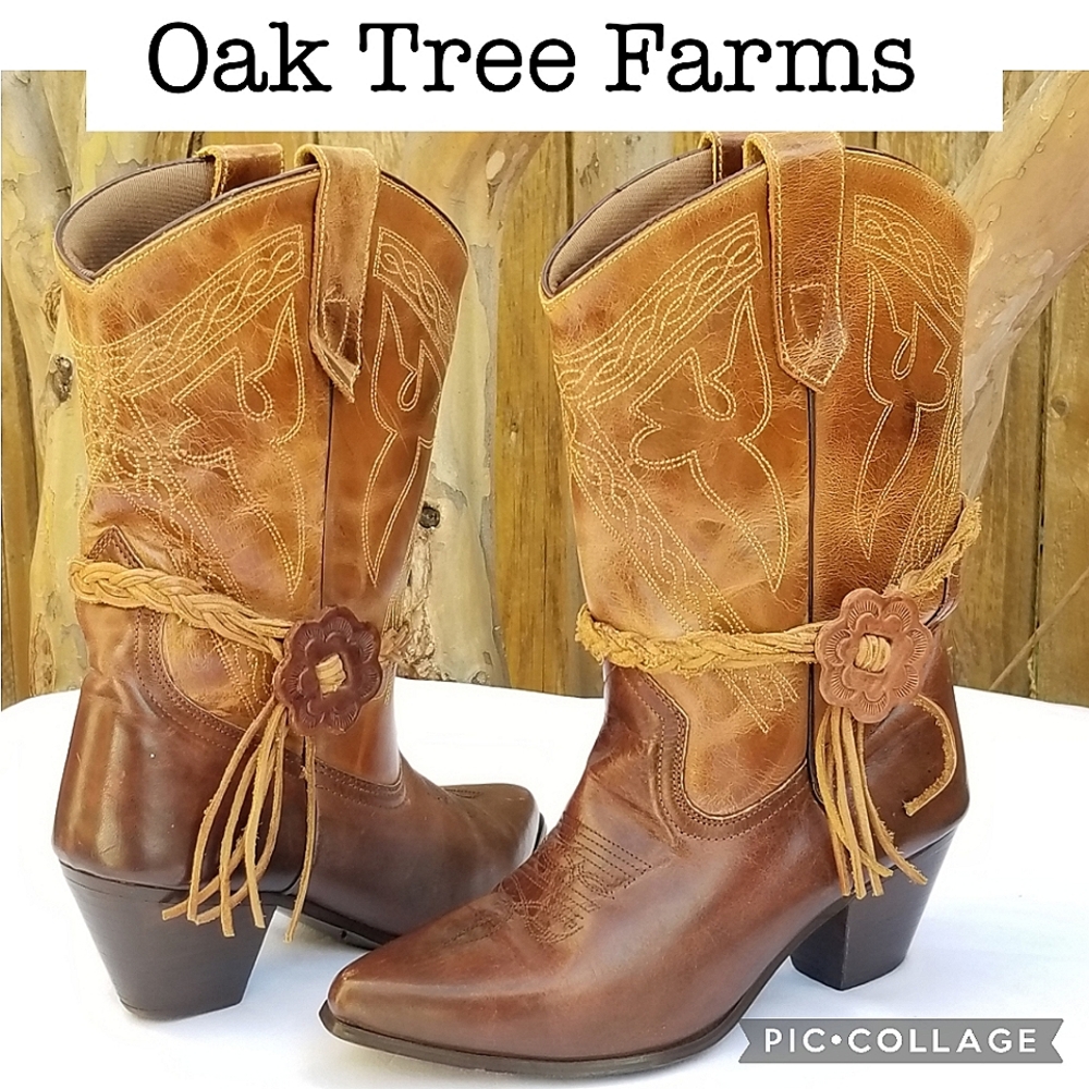 Oak Tree Farms Leather Cowboy Boots - Gem